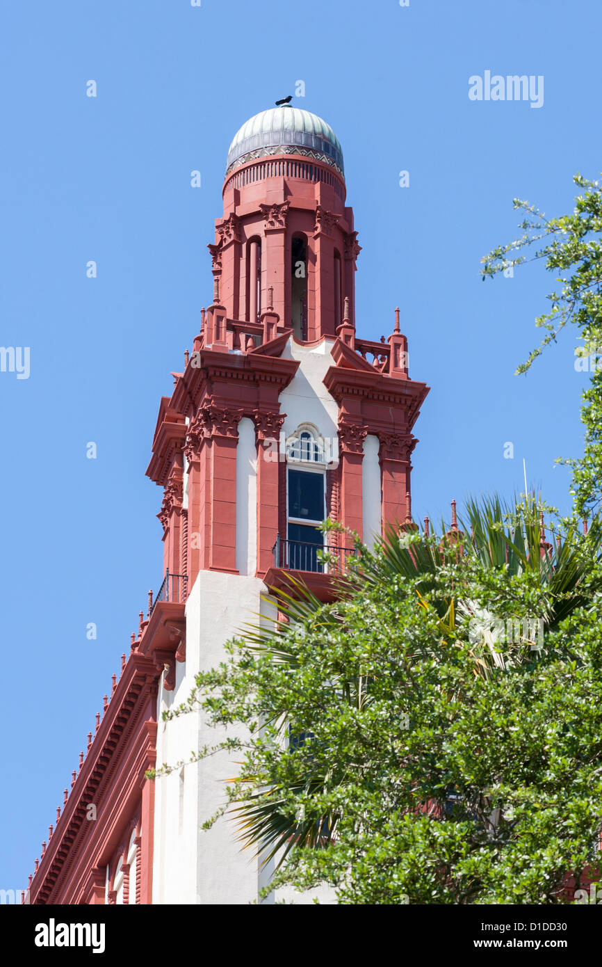 Tower on corner of building on campus of Henry Flagler College in St ...