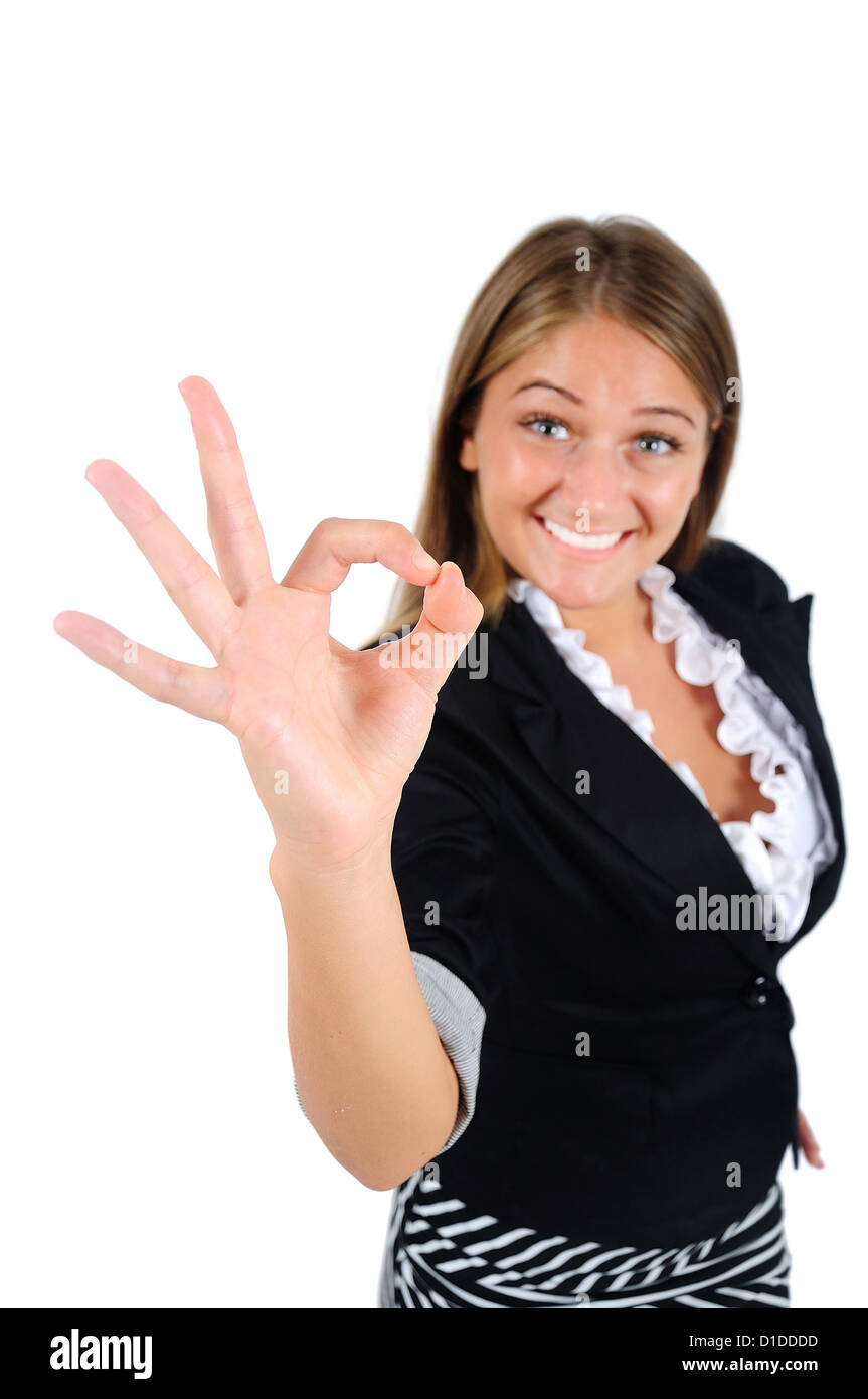 Isolated young business woman agree Stock Photo - Alamy