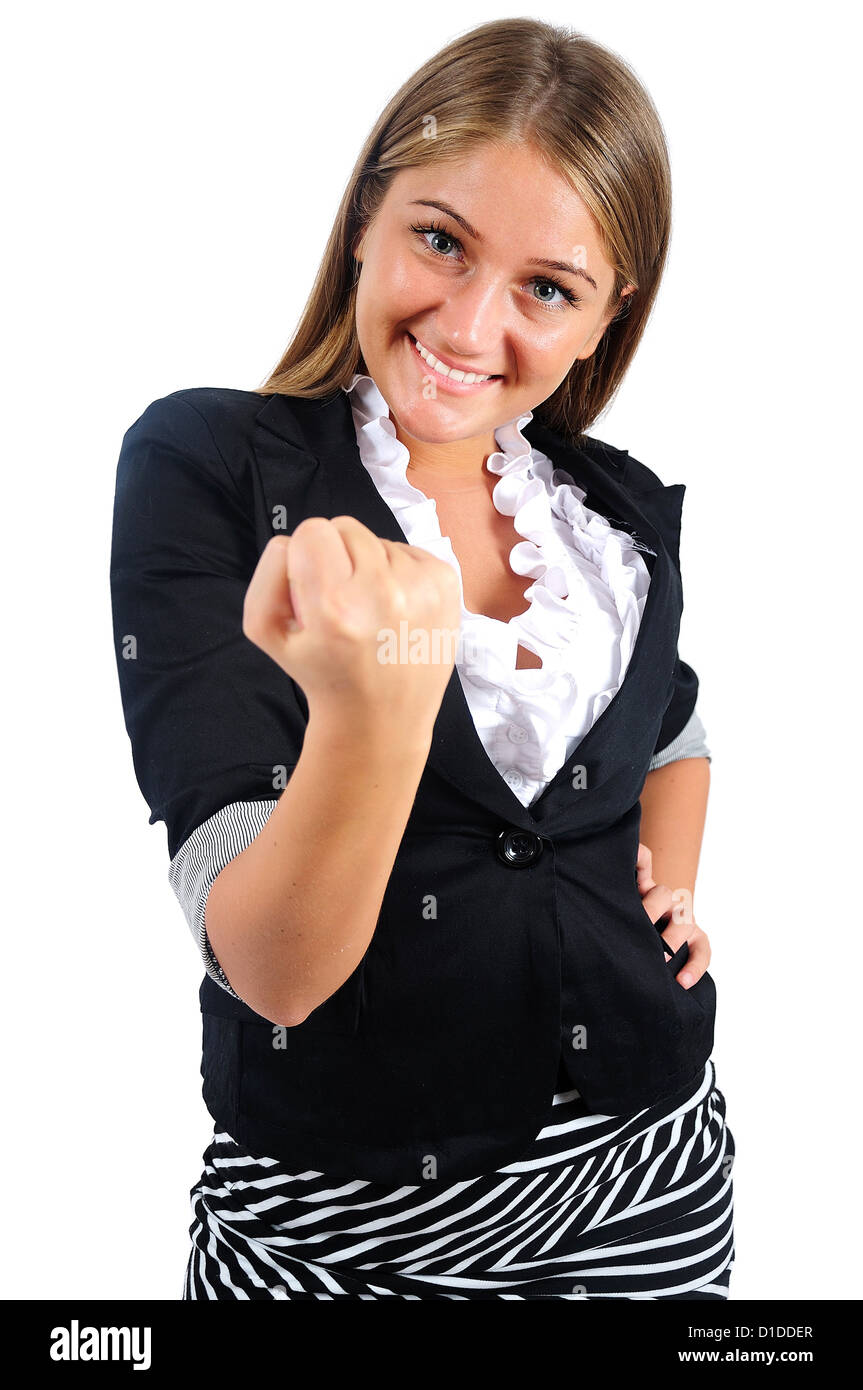 Isolated young business woman power Stock Photo - Alamy