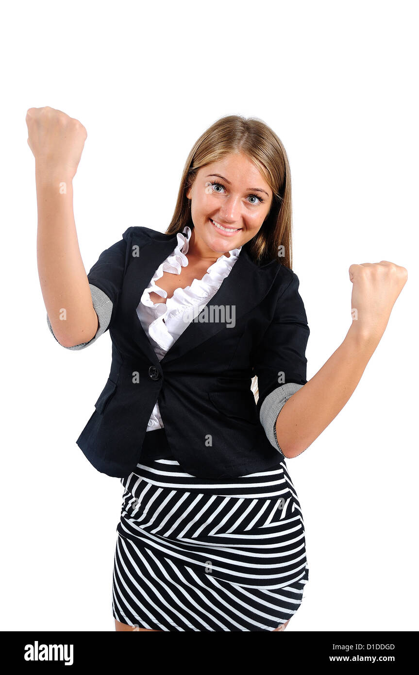 Isolated young business woman power Stock Photo - Alamy