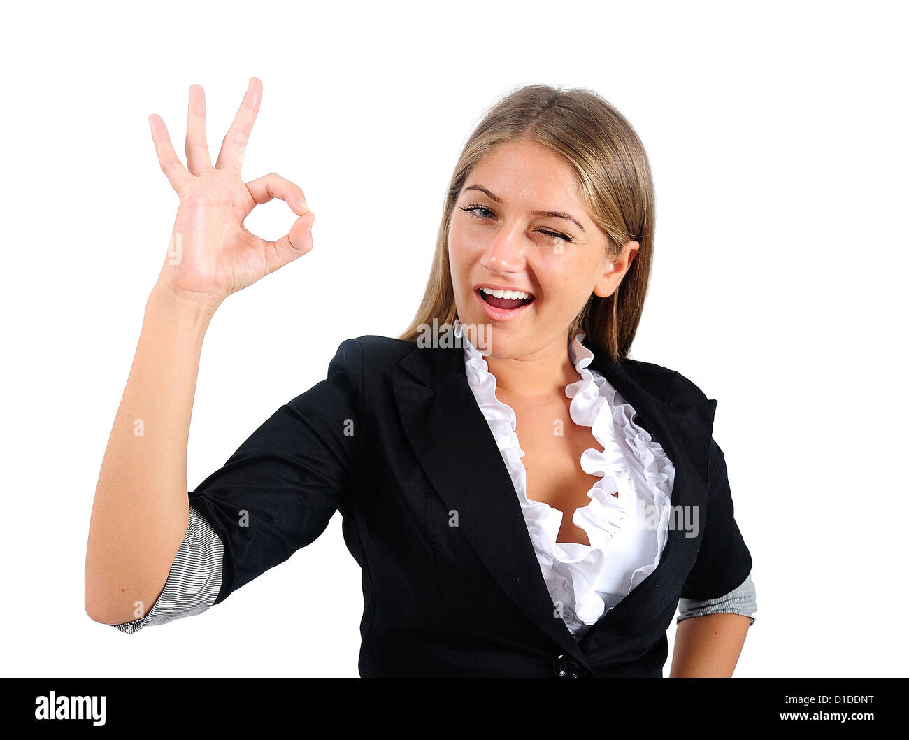 Isolated young business woman agree Stock Photo - Alamy
