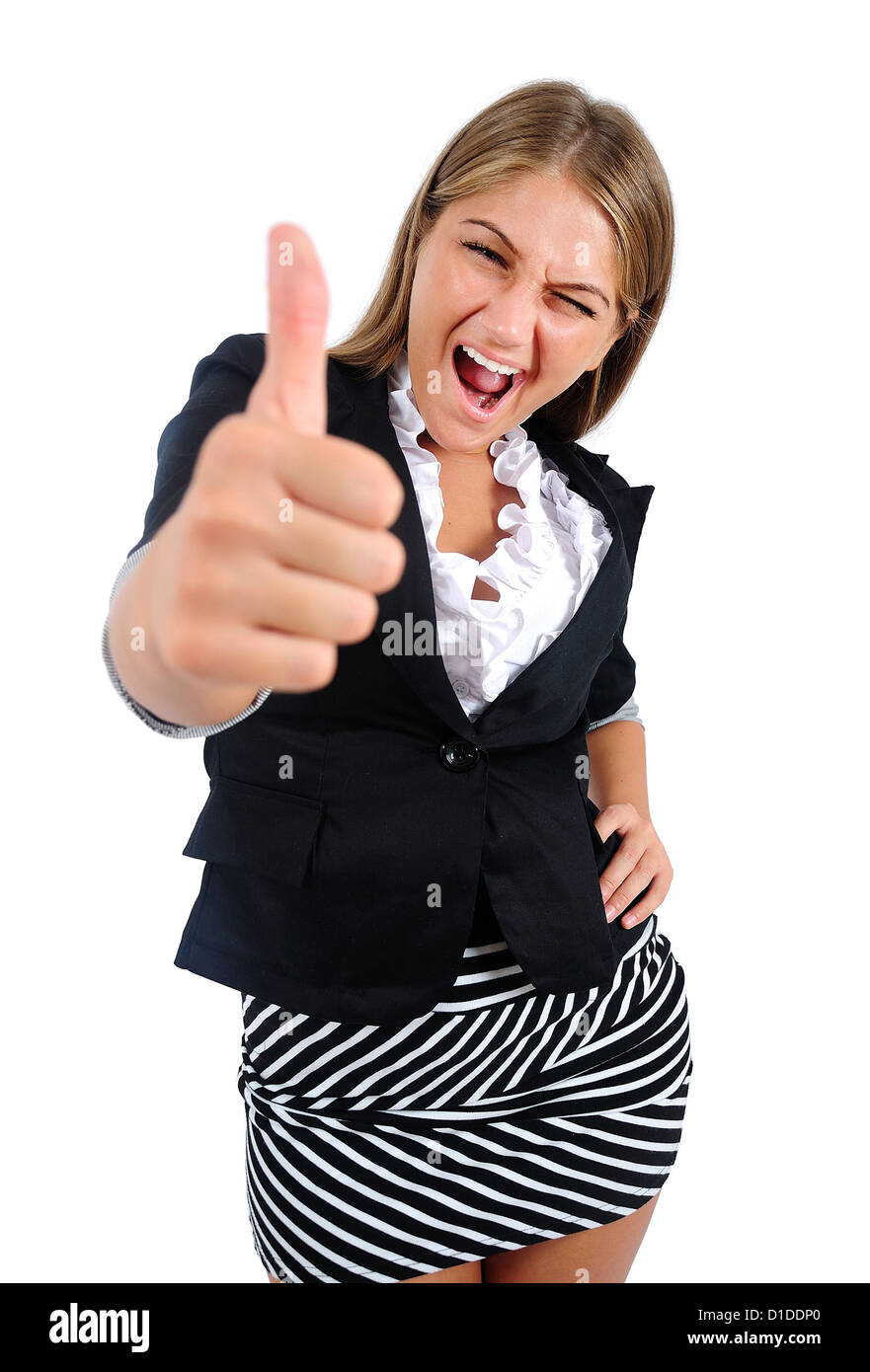 Isolated young business woman agree Stock Photo - Alamy