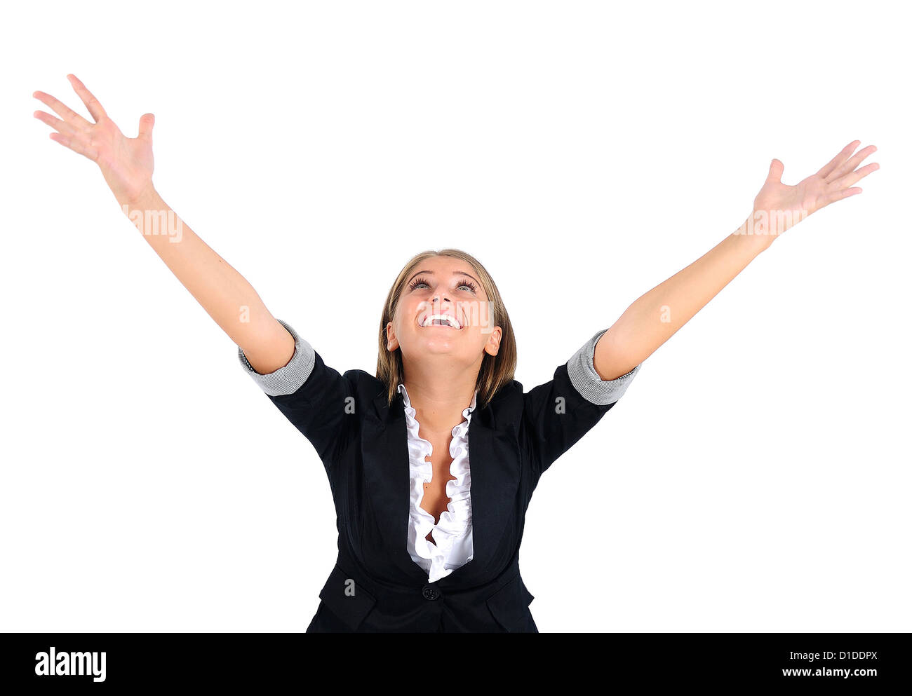 Isolated young business woman catch Stock Photo - Alamy