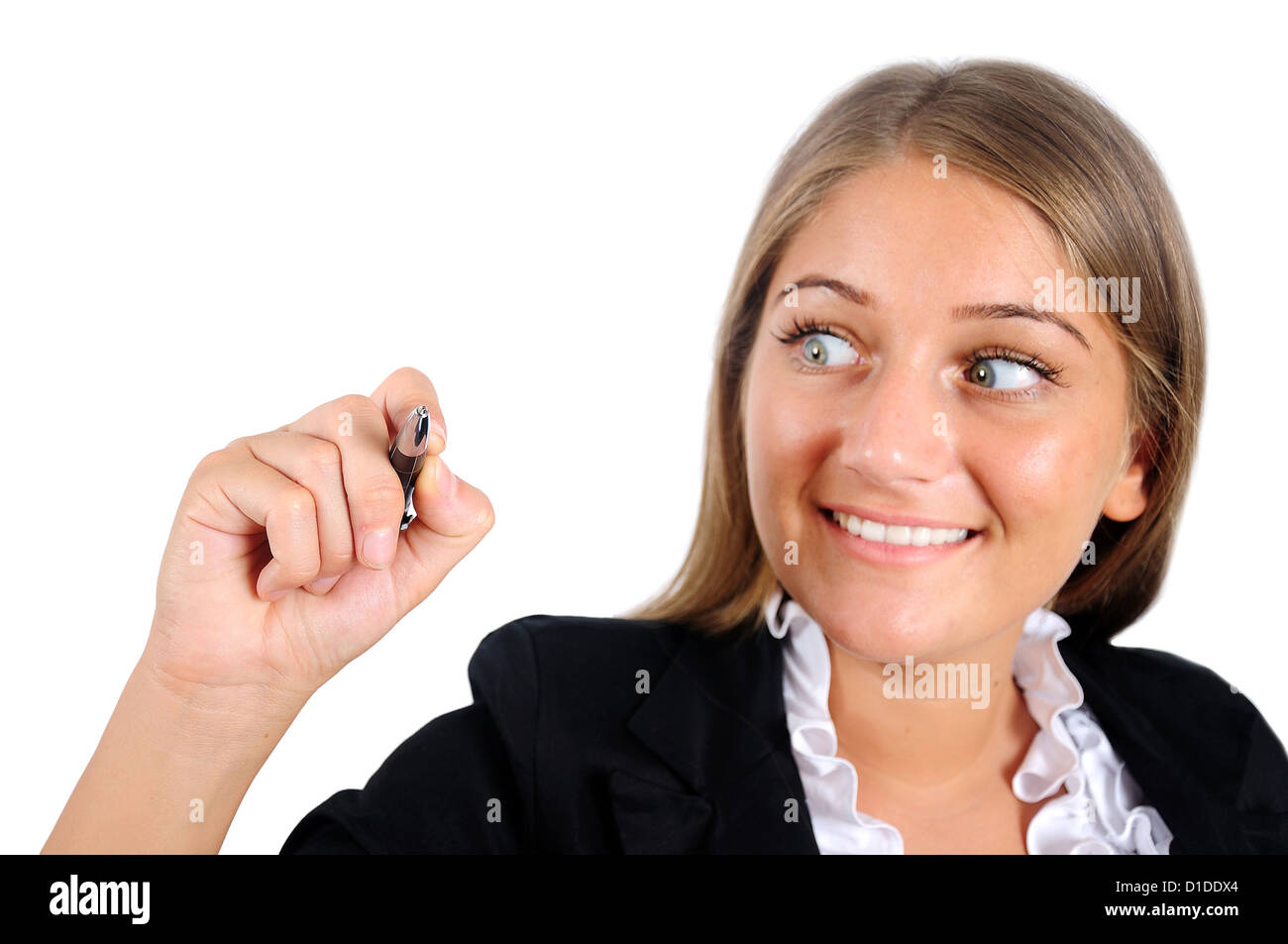 Isolated young business woman drawing Stock Photo - Alamy
