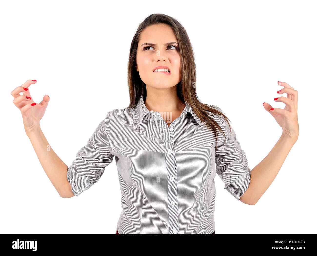 Isolated young business woman furious Stock Photo - Alamy