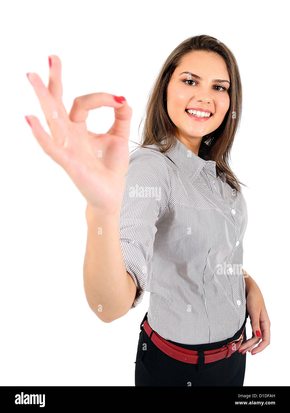 Isolated young business woman agreement Stock Photo - Alamy