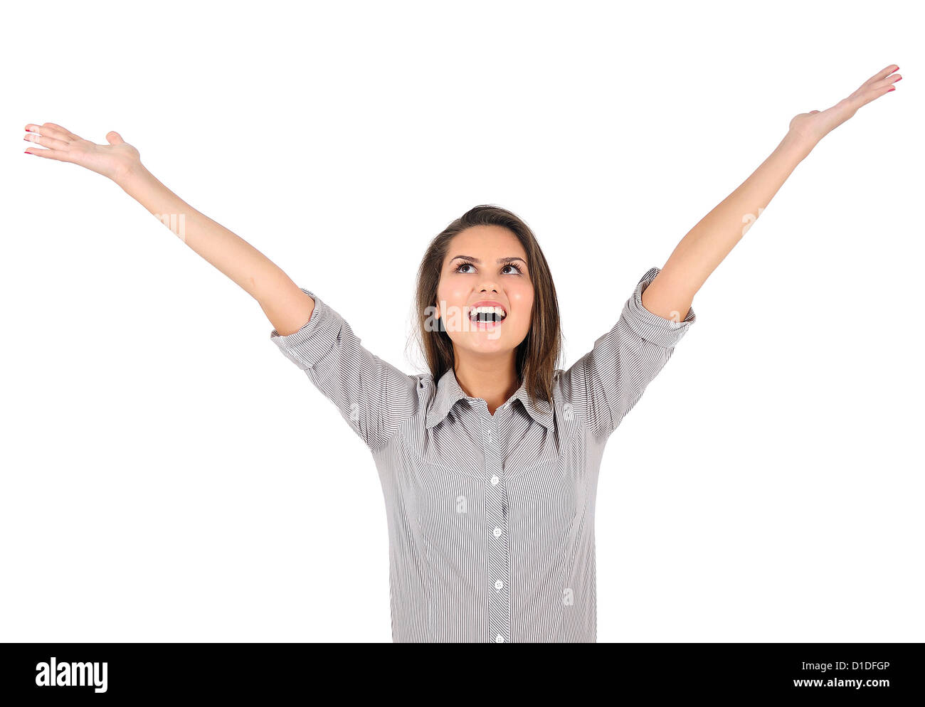 Isolated young business woman catch Stock Photo - Alamy