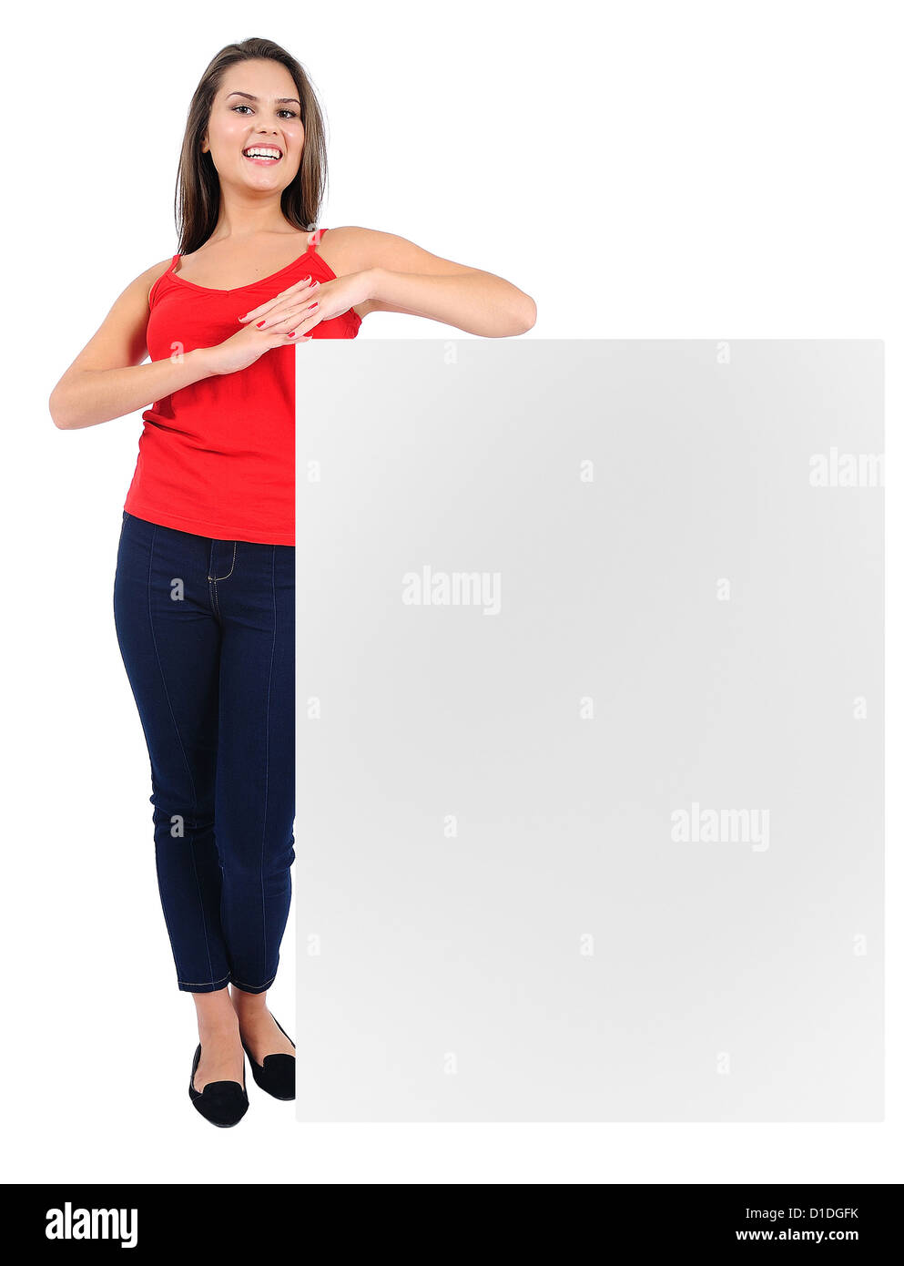 Isolated young casual girl leaning Stock Photo - Alamy