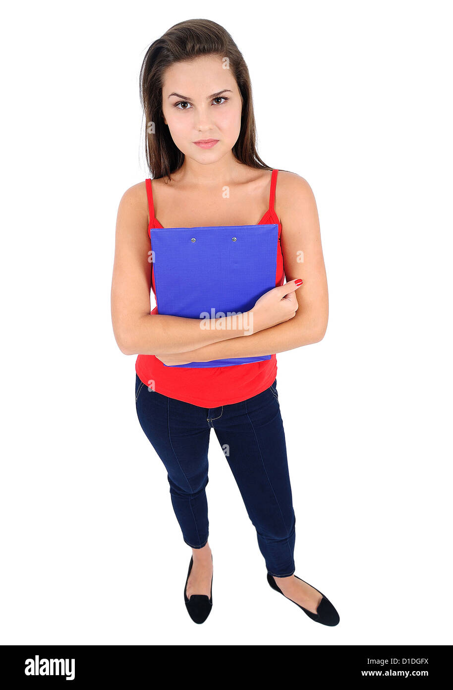 Isolated young casual girl standing Stock Photo - Alamy