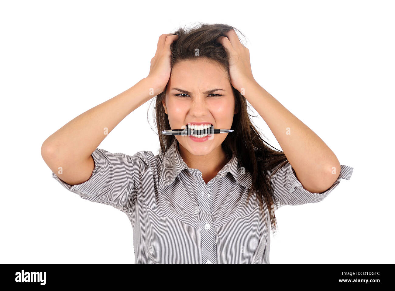 Isolated young business woman furious Stock Photo - Alamy