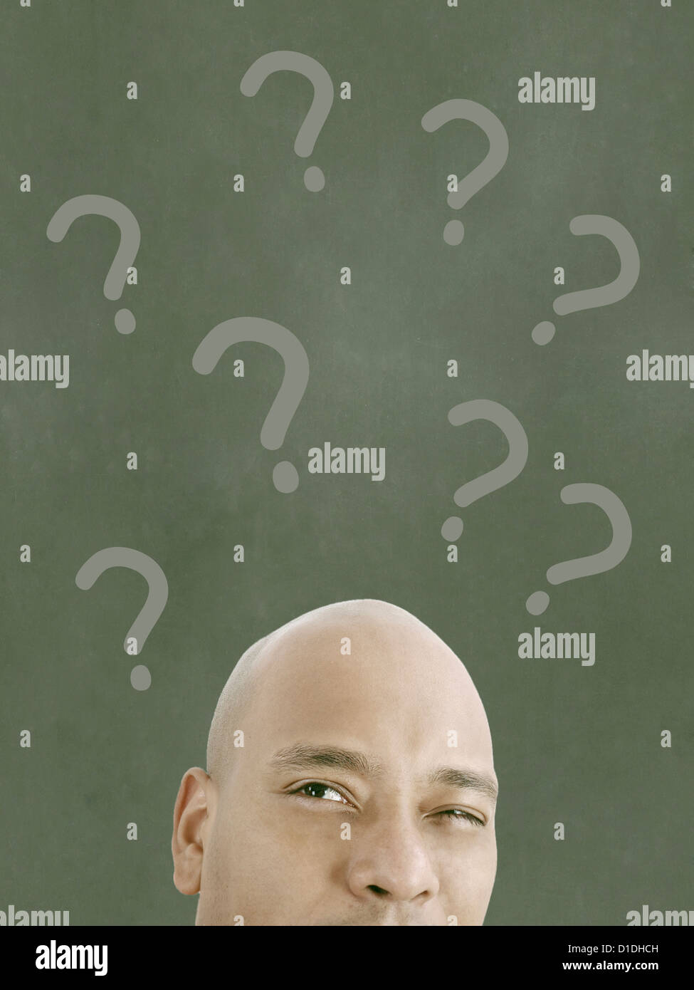 man with questions symbol overhead Stock Photo - Alamy