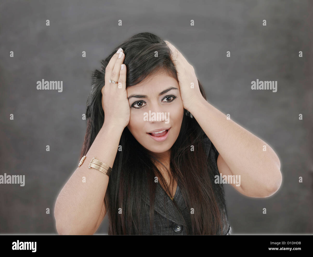 Woman with astonished expression Stock Photo - Alamy