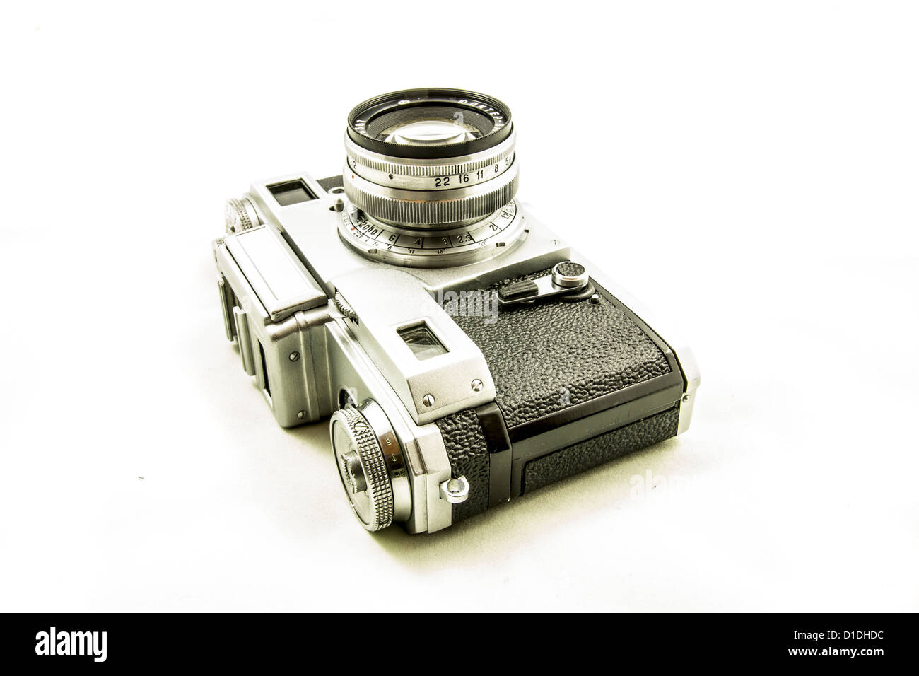 Retro analog camera on white background Stock Photo - Alamy