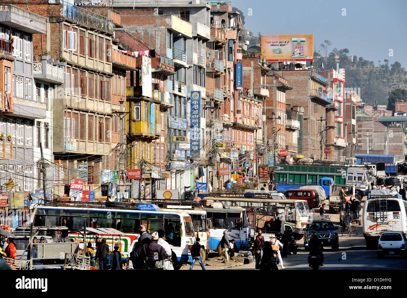 main street a major trade route to Tibet Banepa Nepal Stock Photo - Alamy