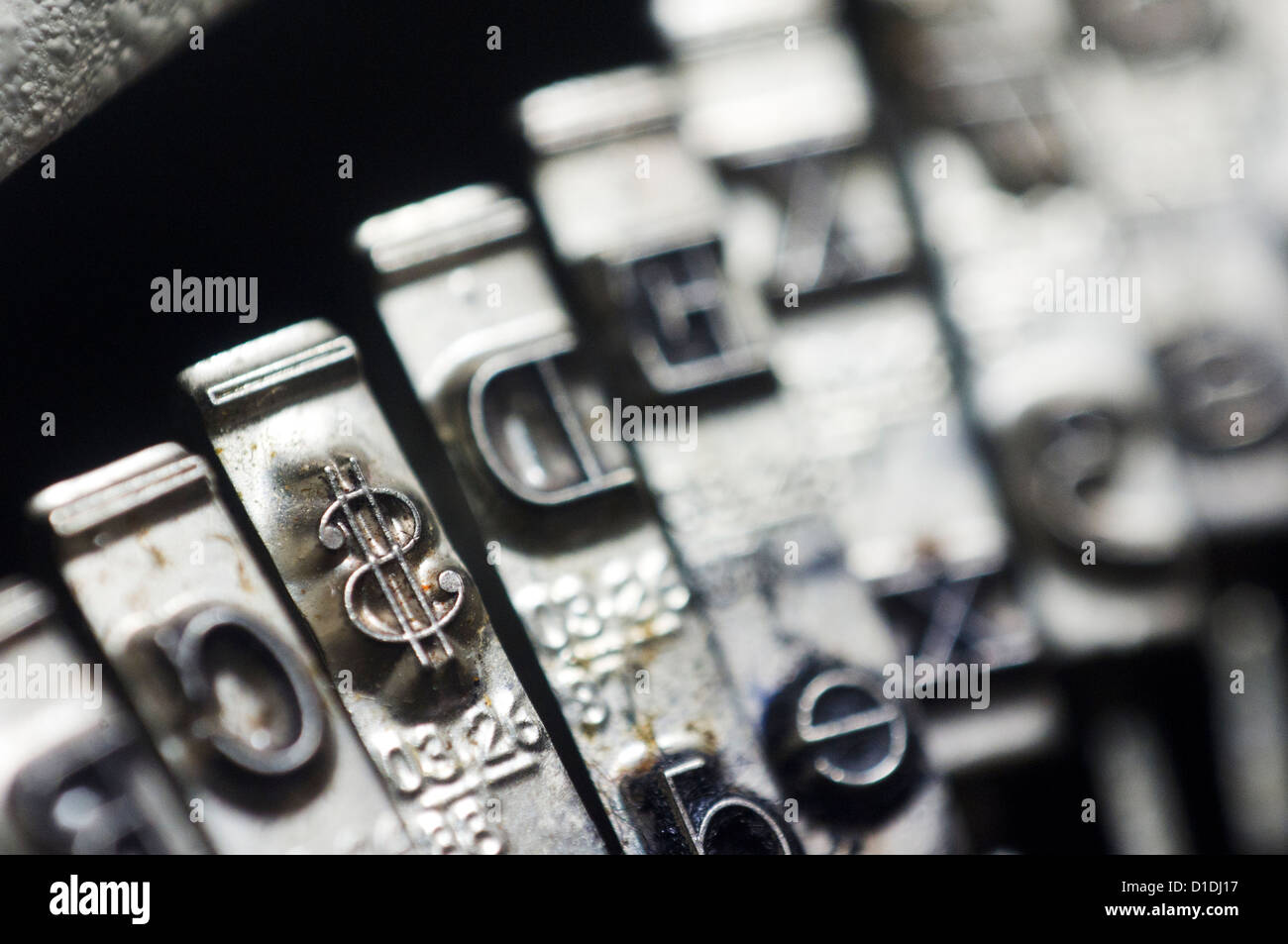 a close up of typewriter key with dollar sign for conceptual usage ...