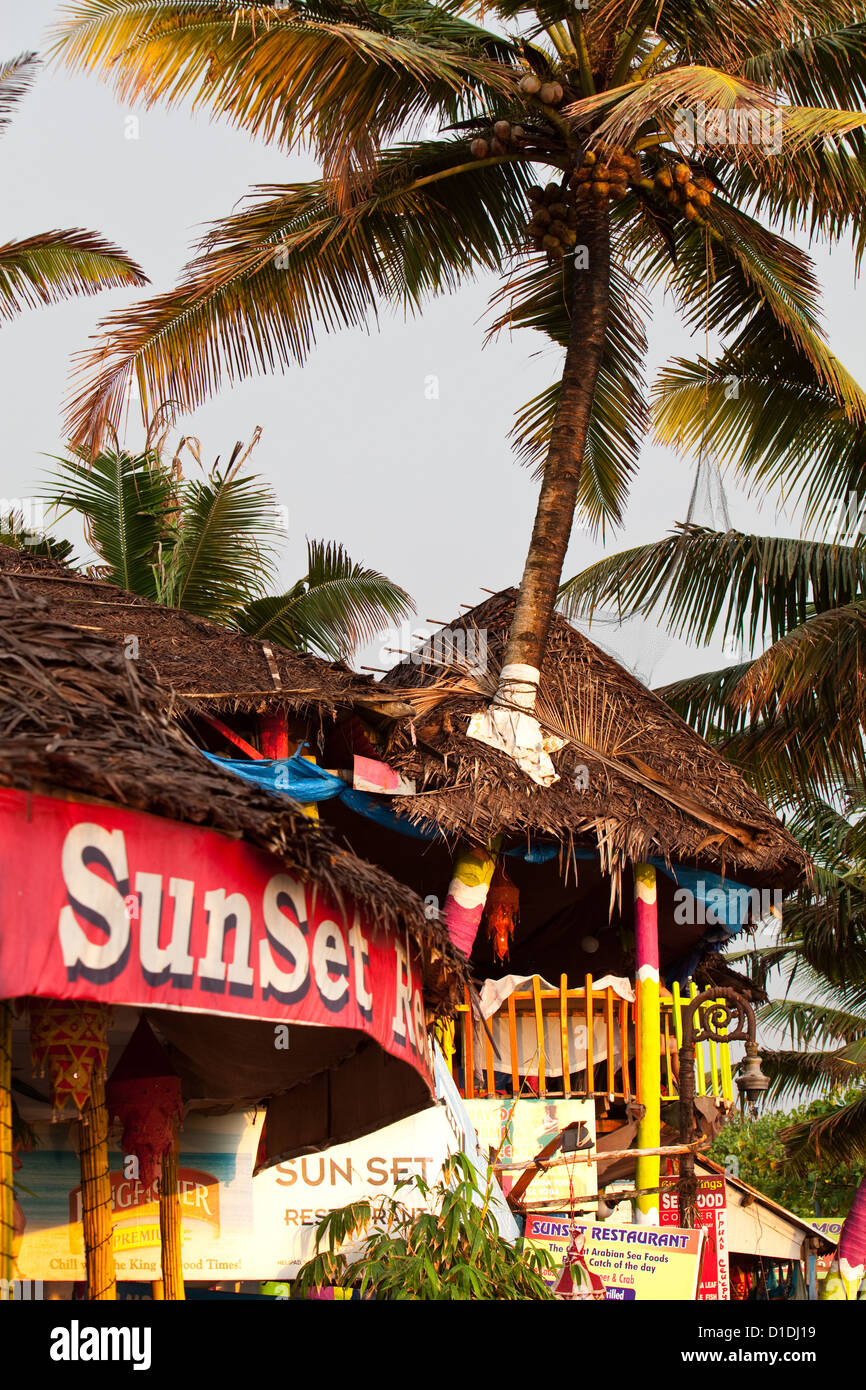 Restaurants on Varkala cliffs, Kerala Stock Photo - Alamy