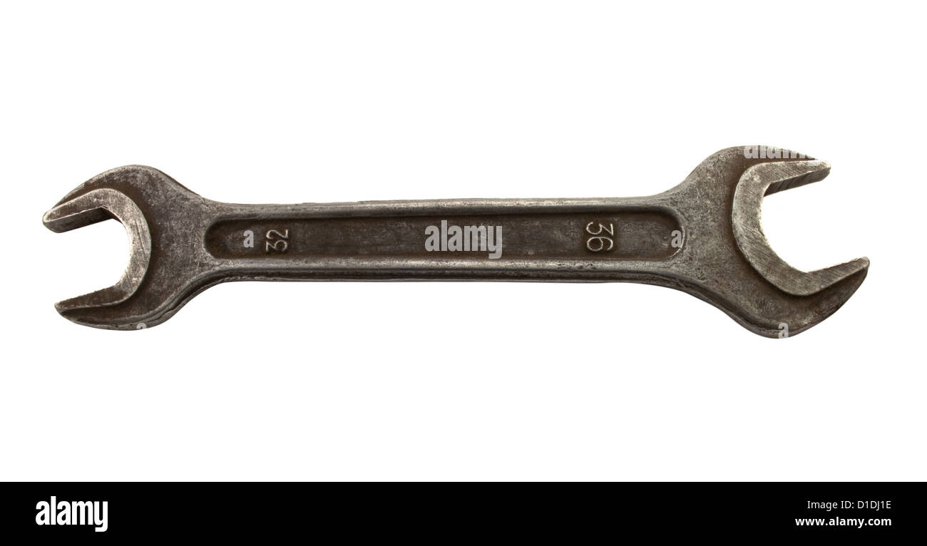 old rusty spanner isolated on white background Stock Photo - Alamy