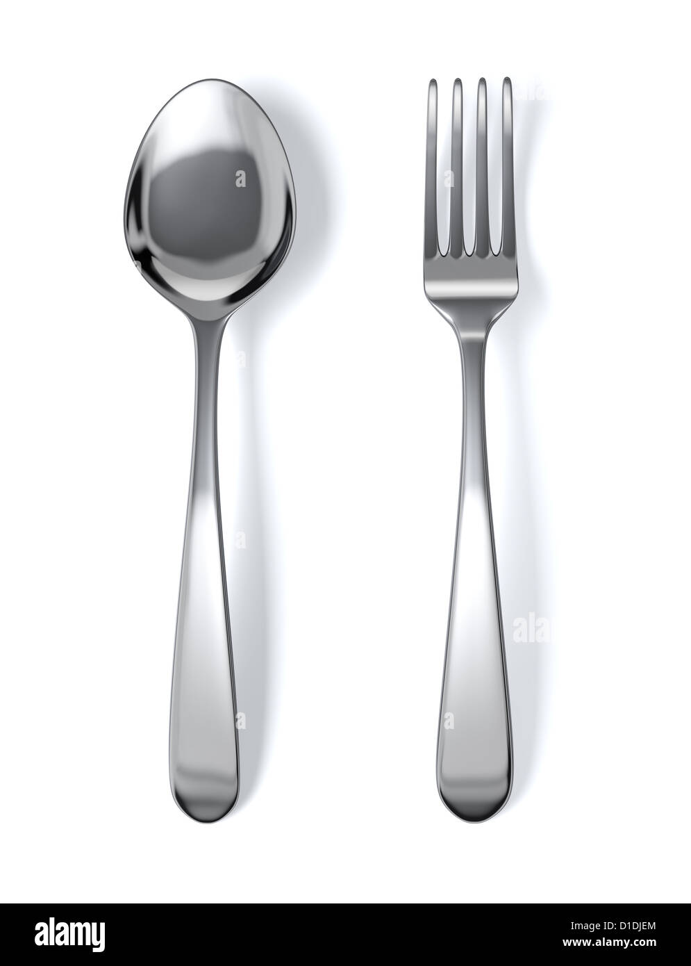 Spoon and fork - isolated on white background Stock Photo - Alamy