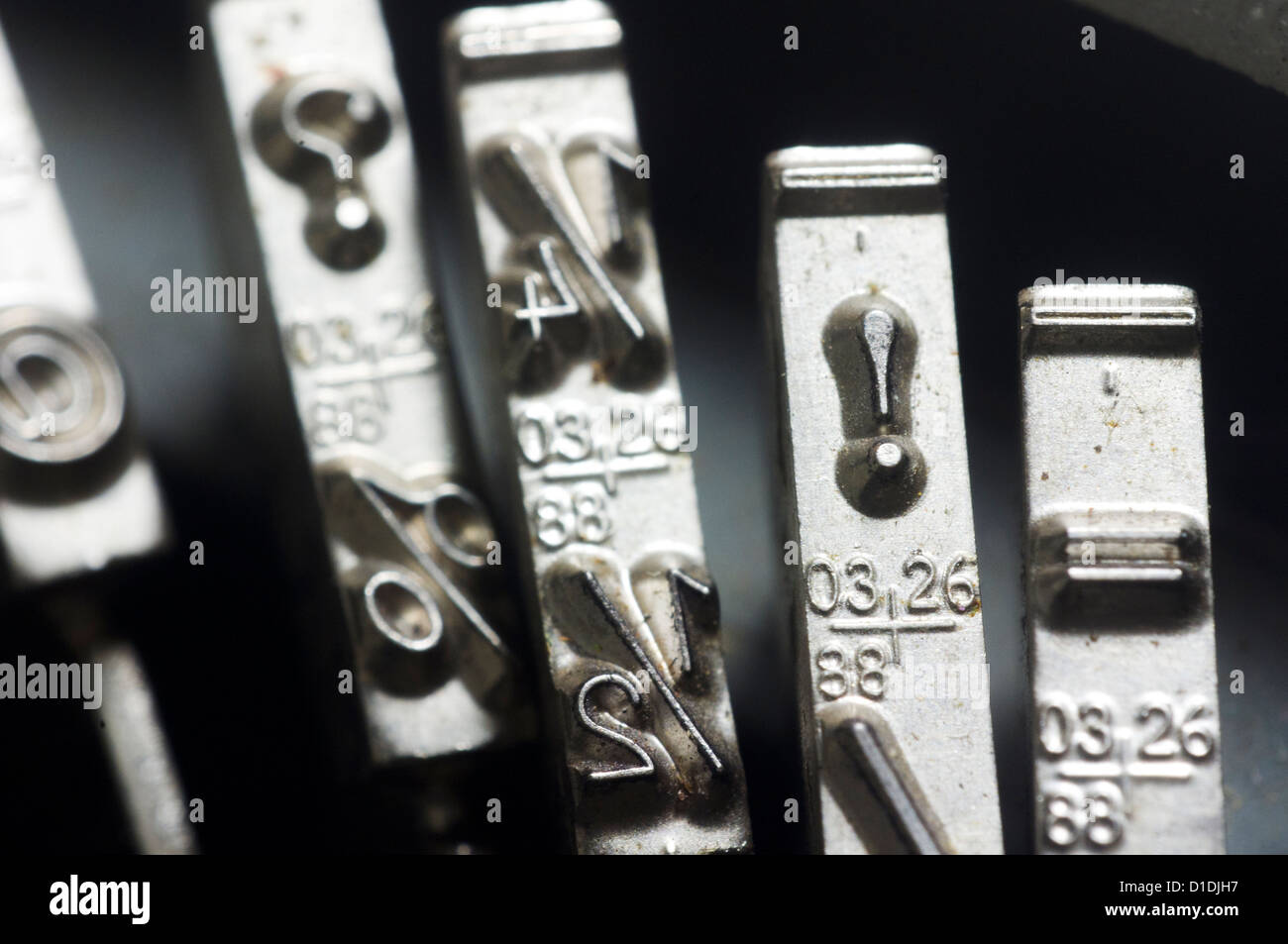 a close up of typewriter key with exclamation mark for conceptual usage ...