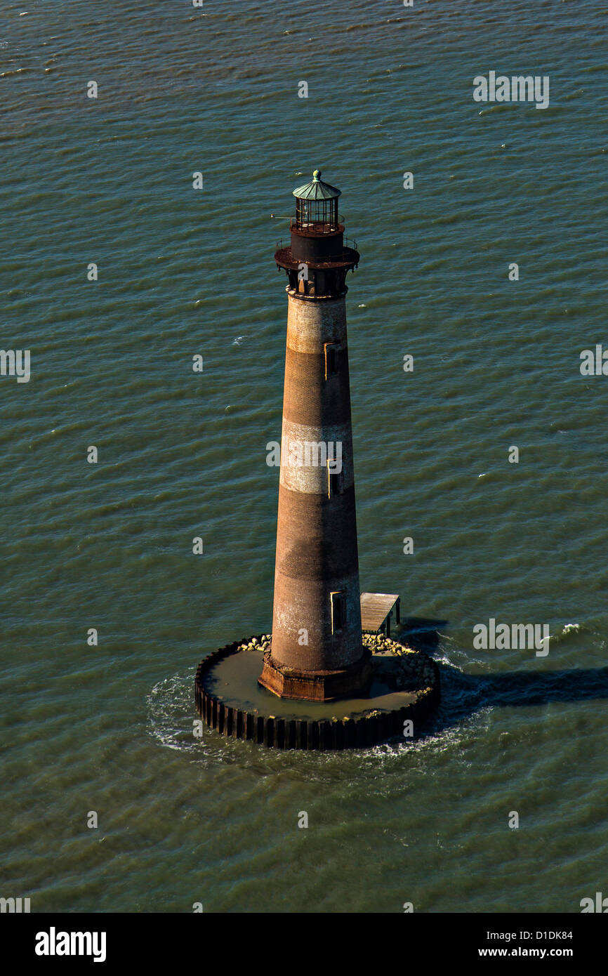 Aerial of the historic Morris Lighthouse Morris Island, South Carolina Stock Photo - Alamy