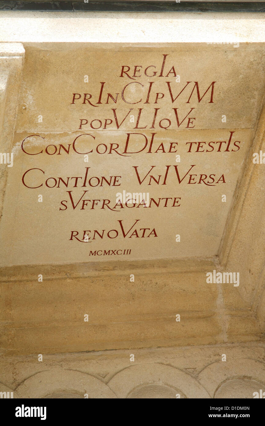 Latin inscription on a building in Luxembourg City Stock Photo - Alamy