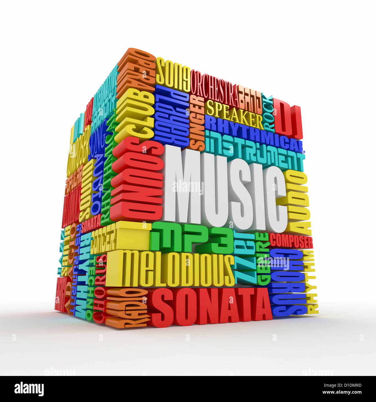 Music. The concept of the words on white isolated background. 3d Stock ...