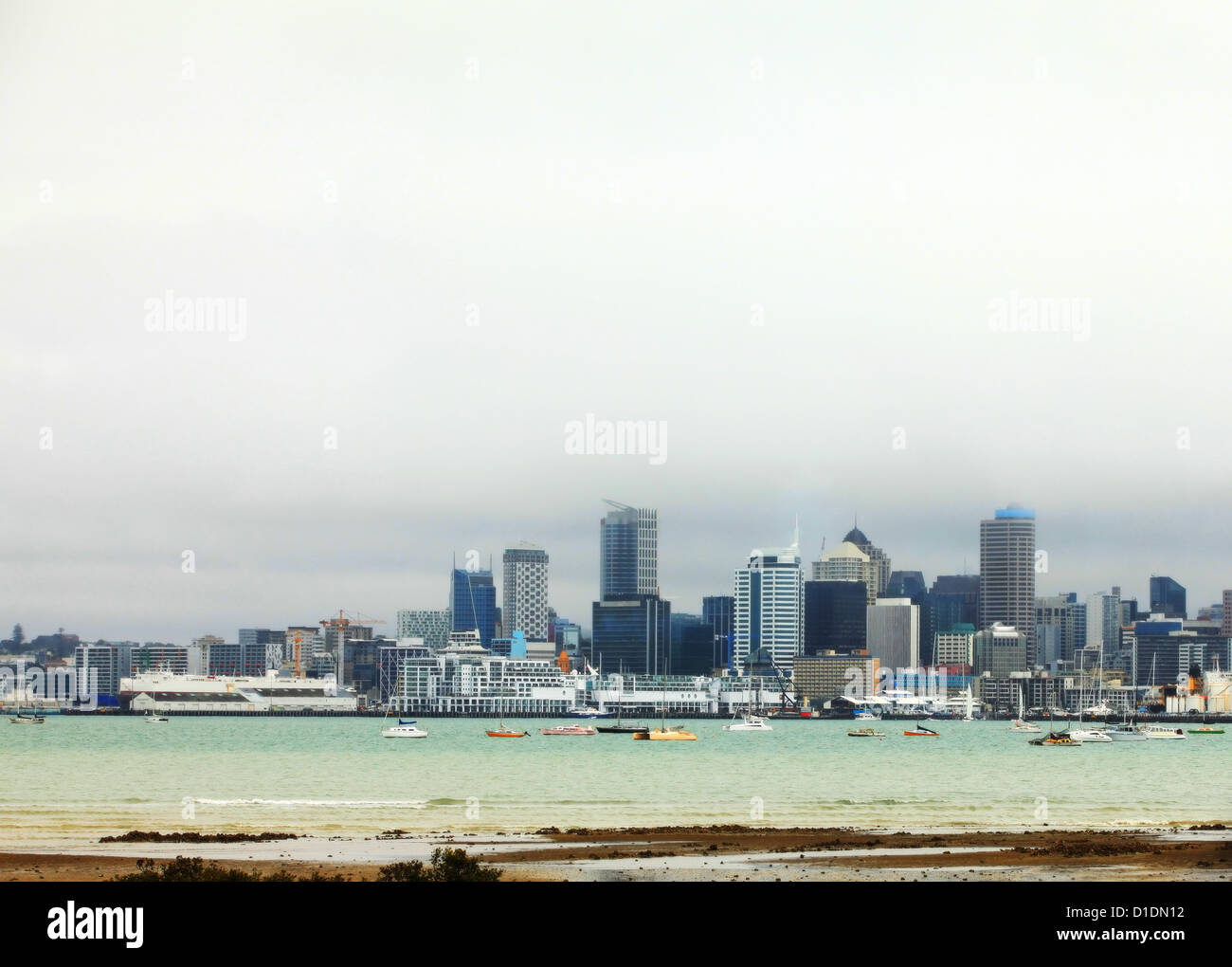 Auckland in the foggy morning. New Zealand Stock Photo - Alamy
