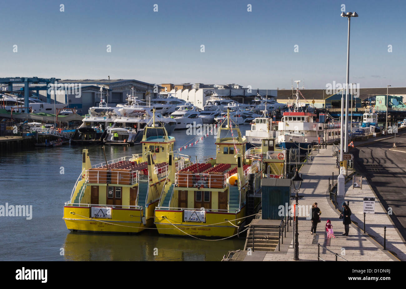 Poole Harbour, Quay, Boats moored, Dorset, England, UK. Europe Stock ...