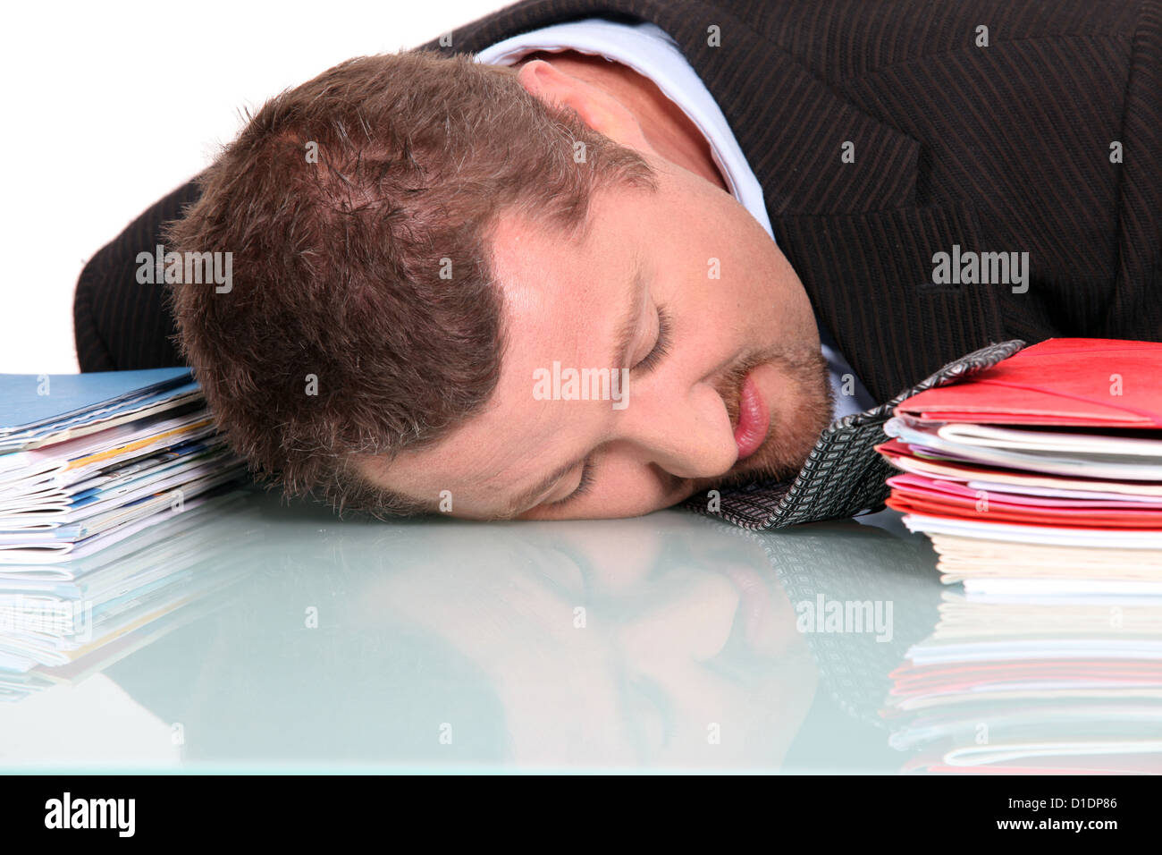 Exhausted man at work Stock Photo - Alamy