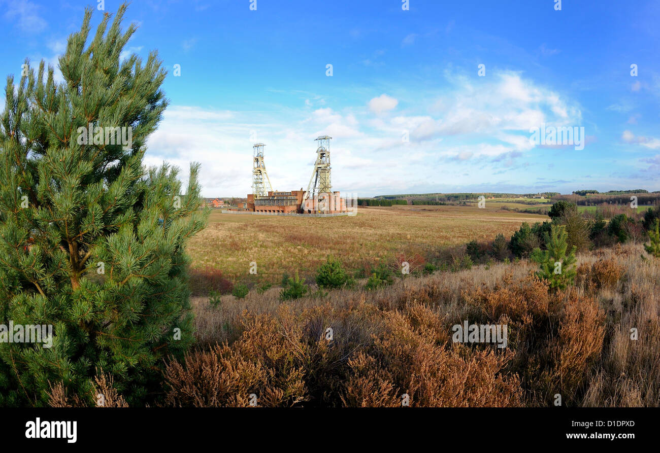 The steel winding towers, wheels and brick winding house is all that ...