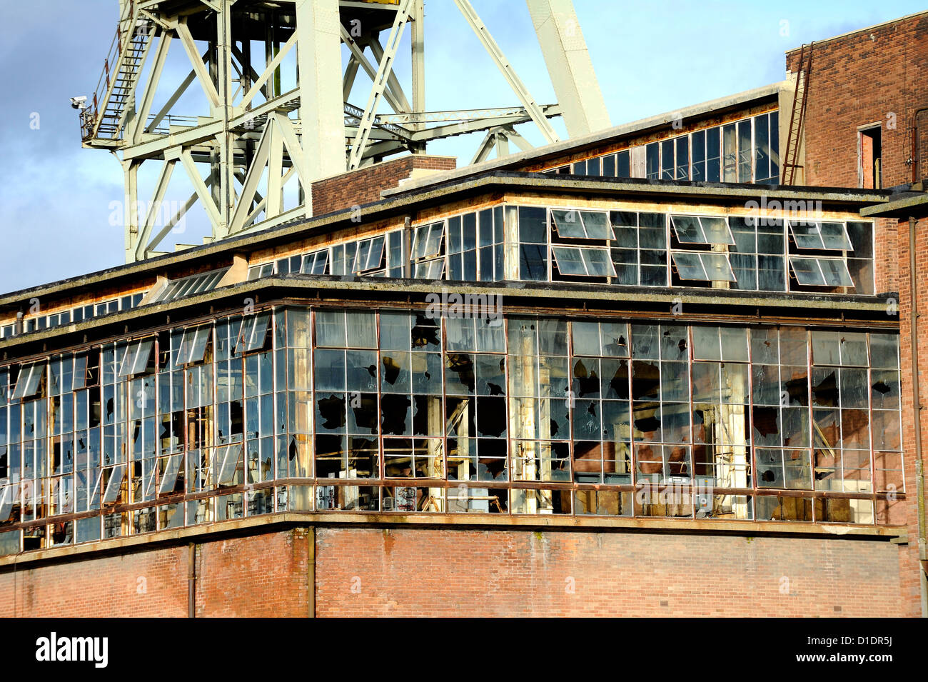 The steel winding towers, wheels and brick winding house is all that ...