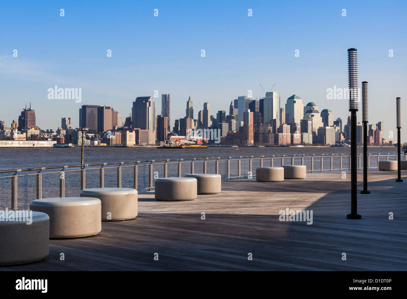 New York - Manhattan skyline view from Hoboken waterfront - USA Stock ...
