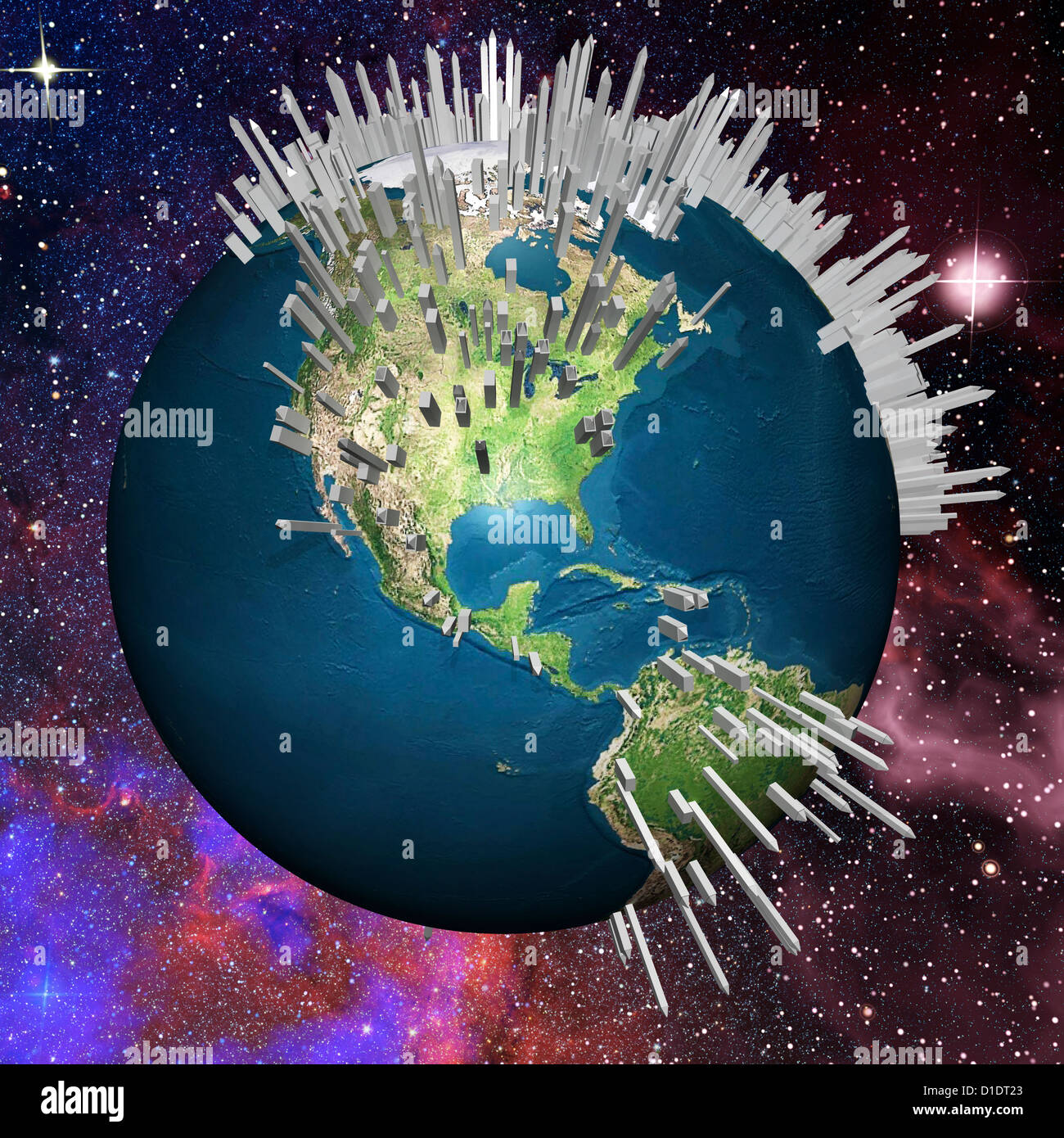 globe covered with buildings and skyscrapers Stock Photo - Alamy