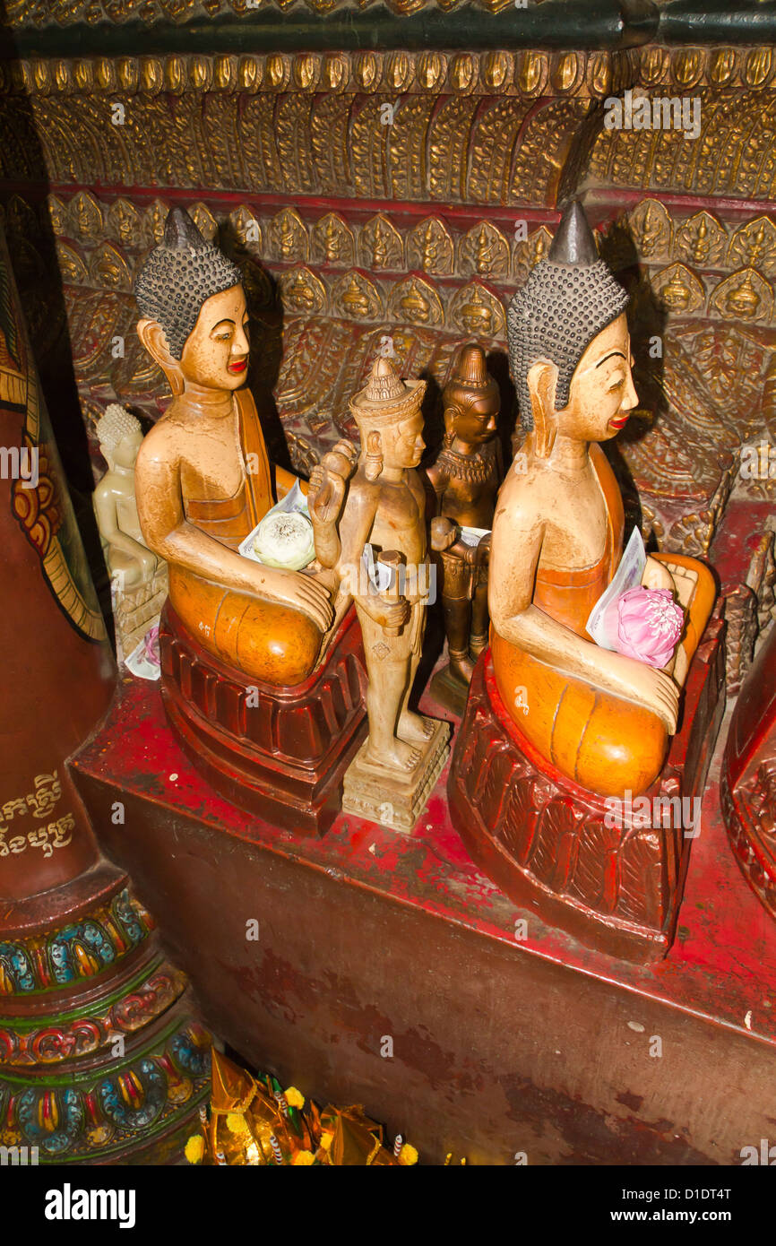 Buddha Statues in the Temple Wat Phnom in Phnom Penh, Cambodia Stock ...