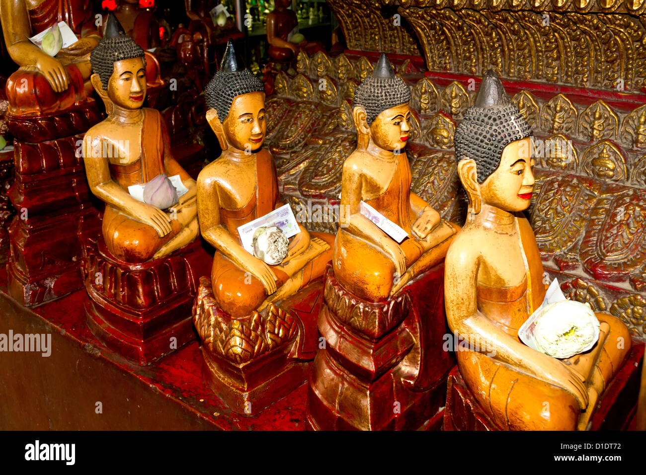 Buddha Statues in the Temple Wat Phnom in Phnom Penh, Cambodia Stock ...