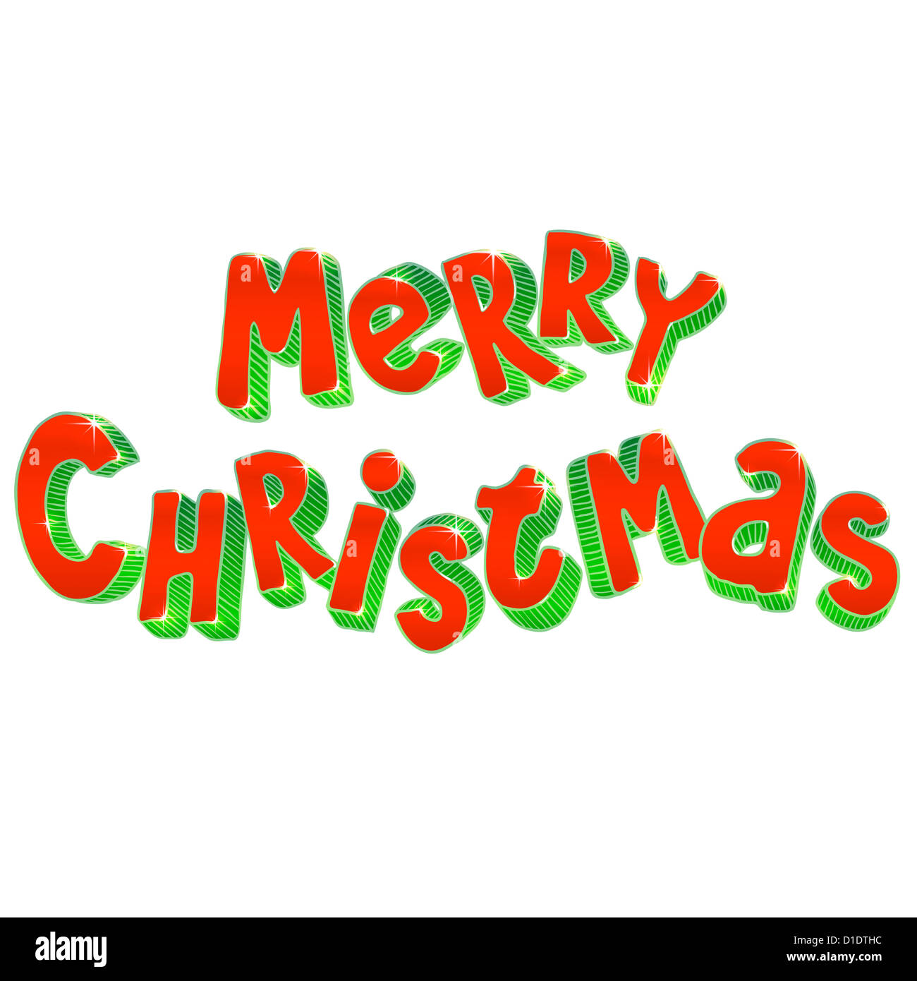Hand lettering 3D red and green Merry Christmas isolated sign Stock ...
