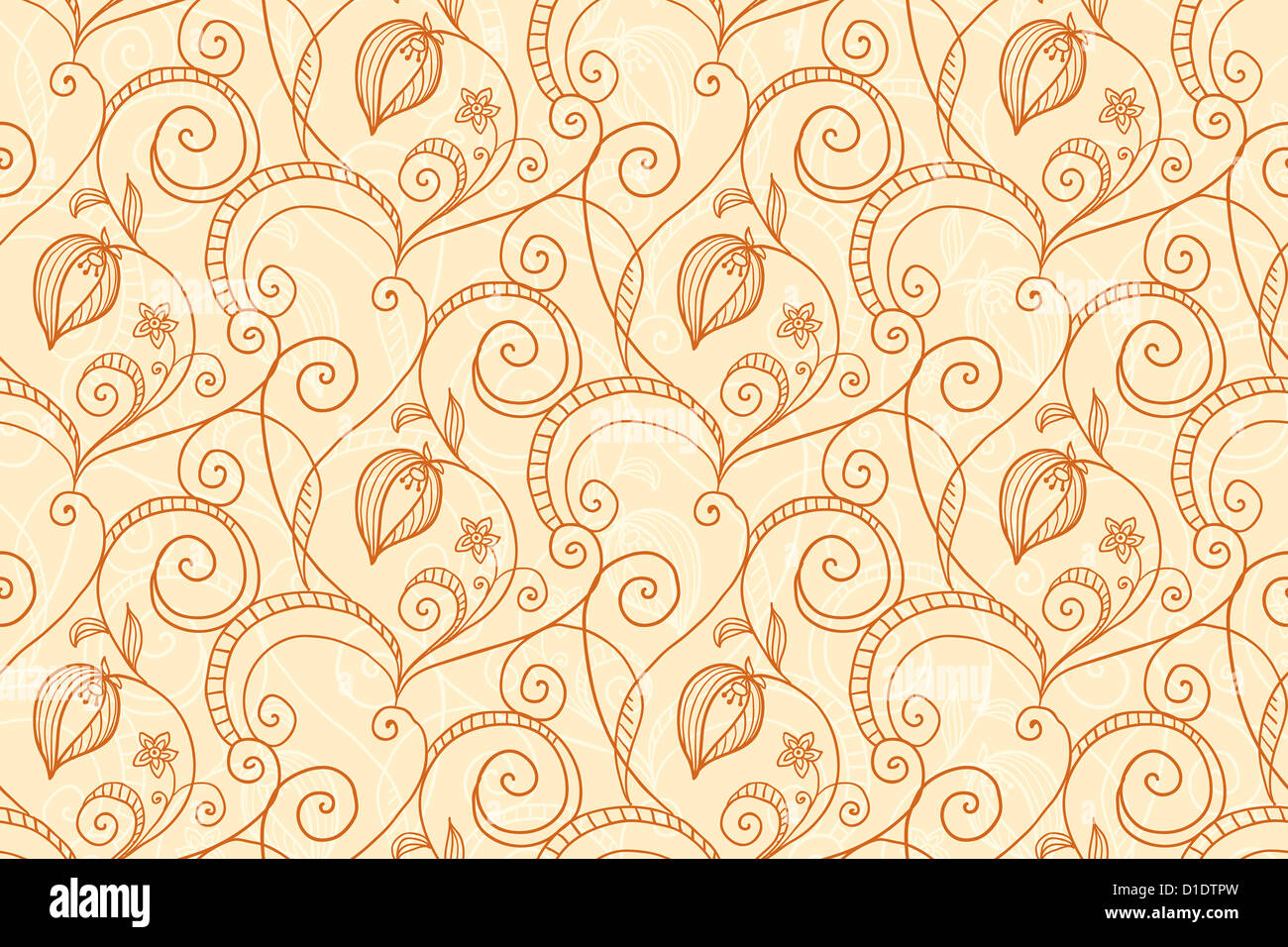 Hand-drawing coffee-and-milk colors flower pattern Stock Photo - Alamy