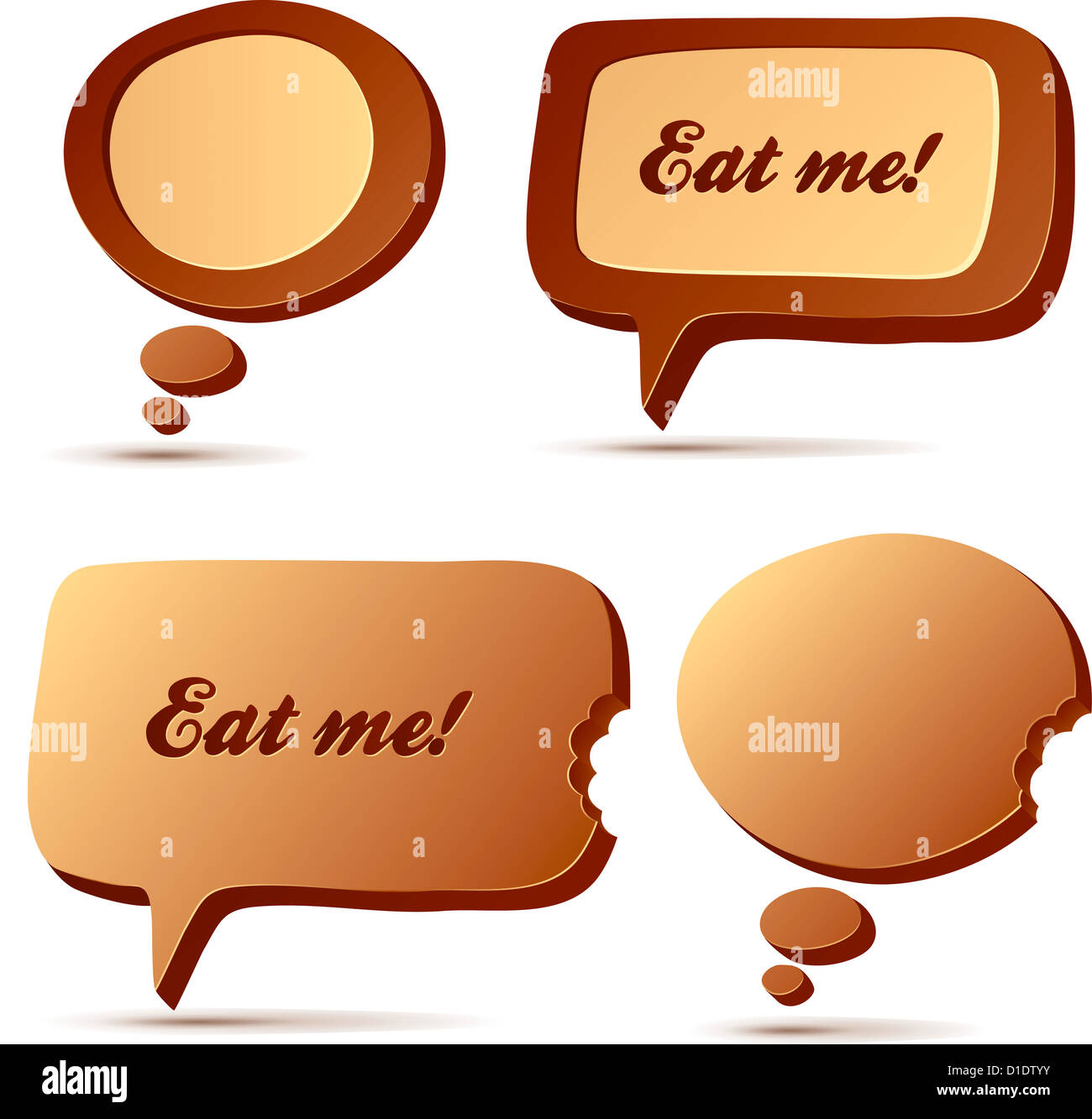 Chocolate squared and round speech and idea bubbles Stock Photo - Alamy
