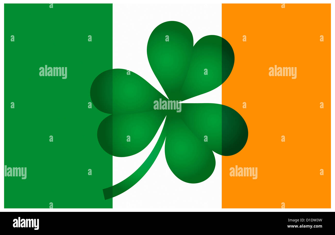 Ireland Flag with Shamrock Isolated on White Background Illustration ...