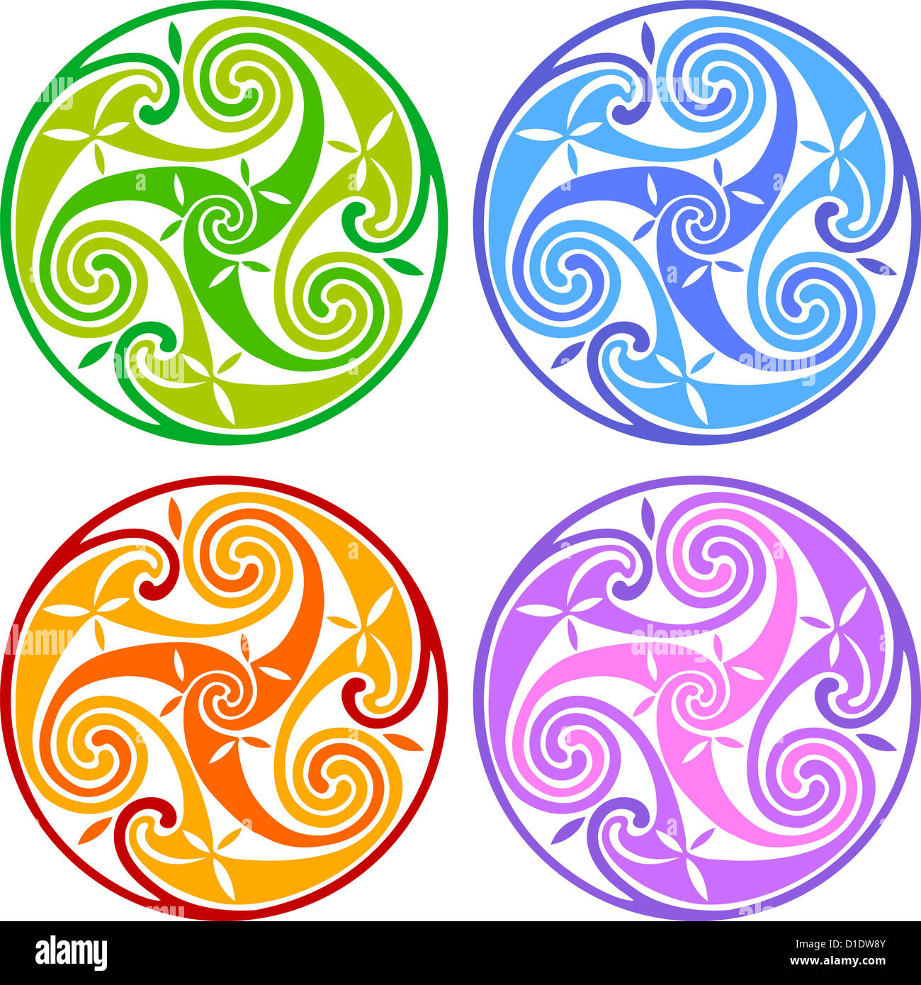Colored isolated vector celtic triskels Stock Photo - Alamy