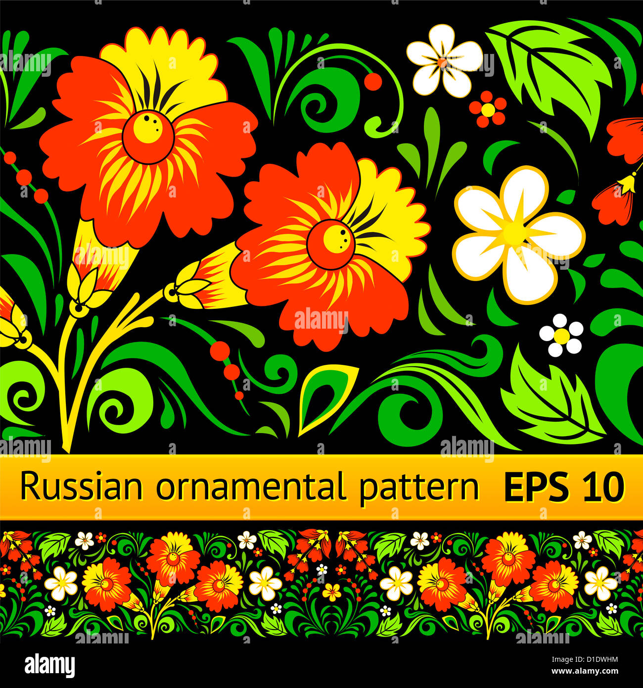 Vector floral ornamental pattern in traditional Russian style Stock ...