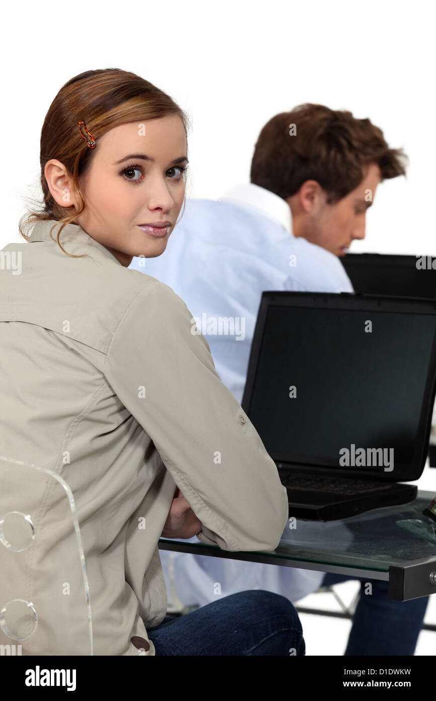 students working on computers at school Stock Photo - Alamy