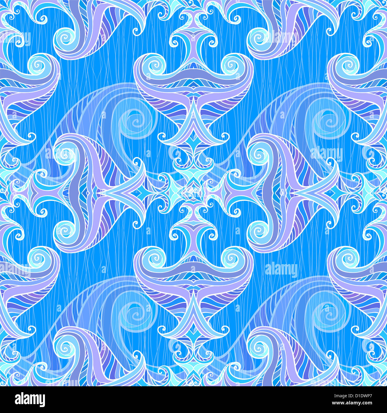 Artistic hand-drawing blue and violet waves seamless background Stock ...