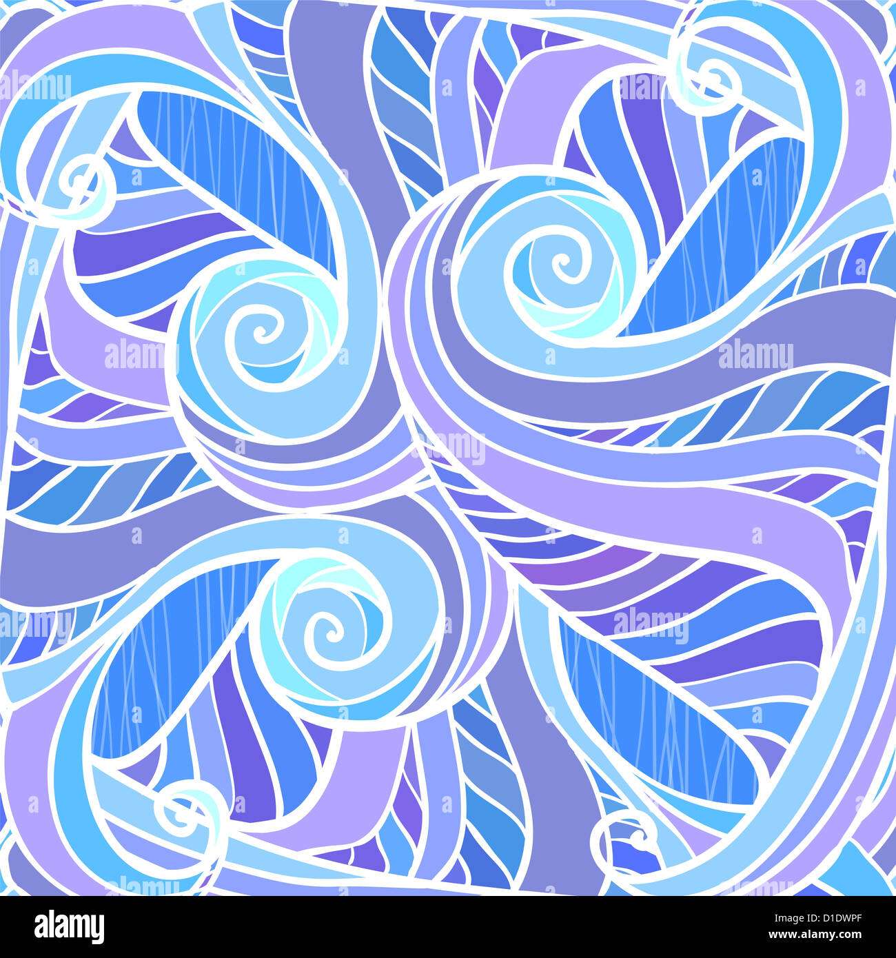 Blue abstract hand-drawn pattern, waves background Stock Photo - Alamy