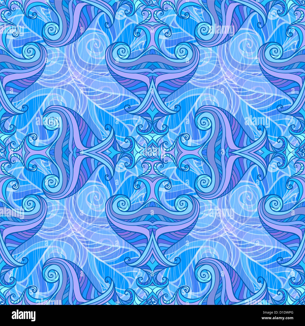 Artistic hand-drawing blue and violet waves seamless background Stock ...