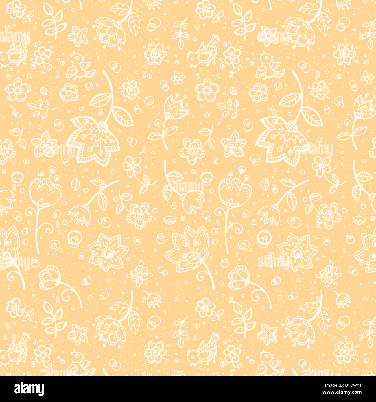 Hand-drawing coffee-and-milk colors flower pattern Stock Photo - Alamy
