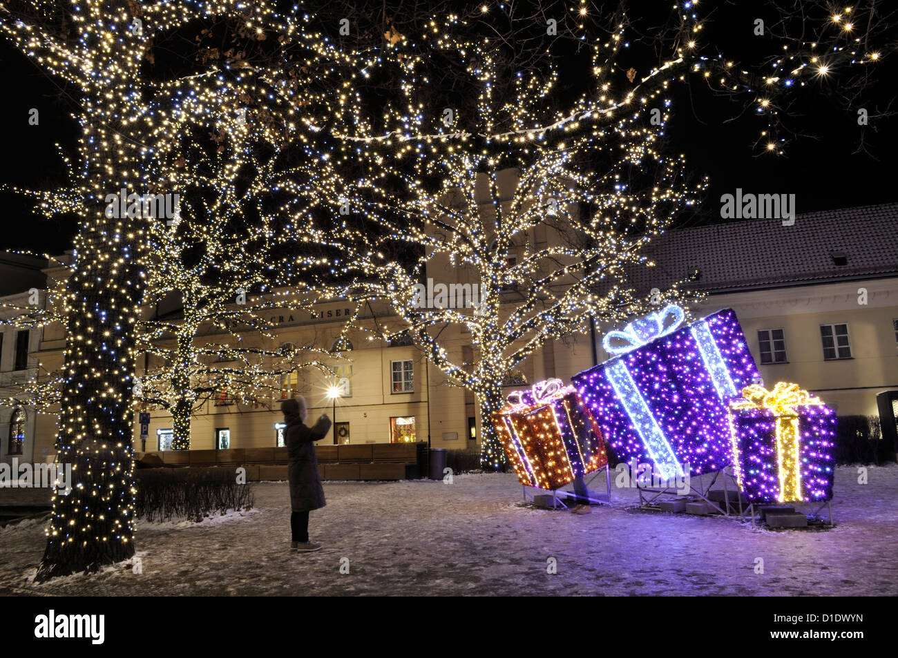 Christmas decorations in Warsaw Stock Photo - Alamy