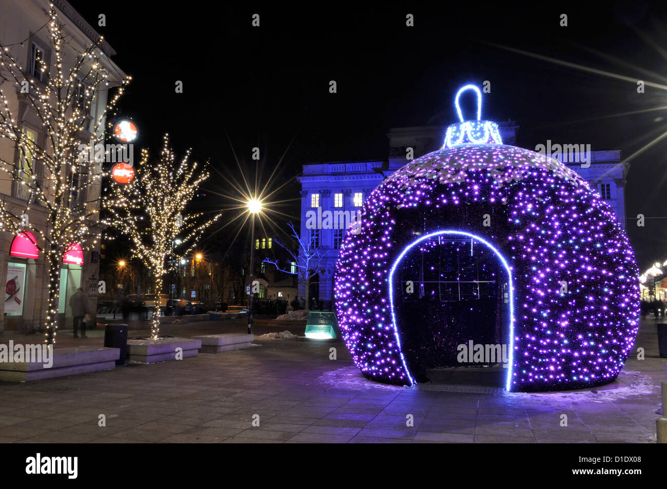 Christmas decorations in Warsaw Stock Photo - Alamy
