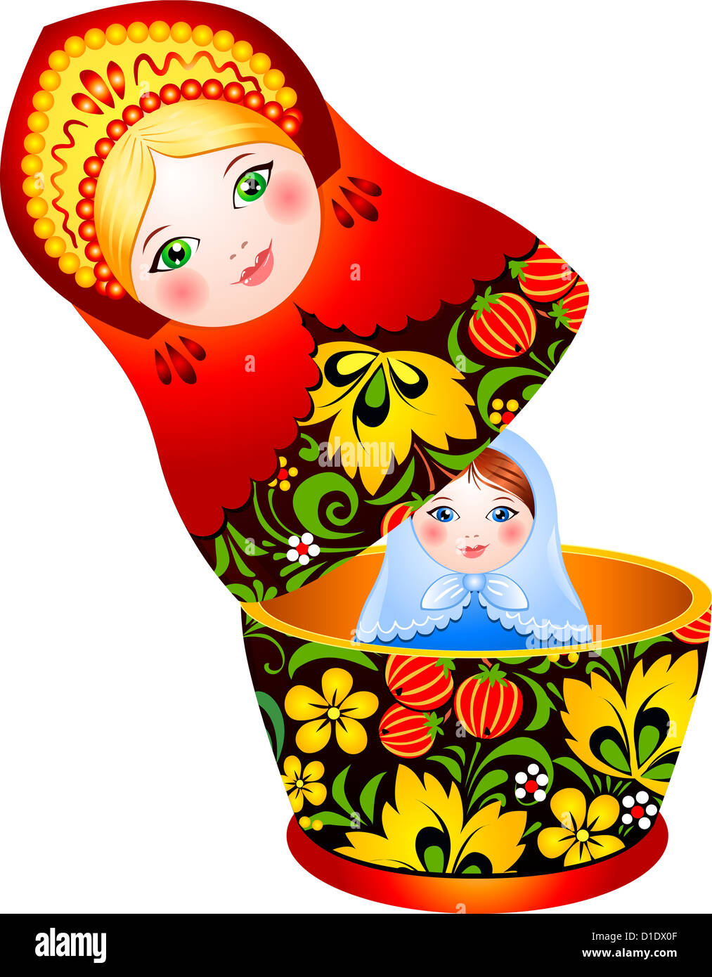 Russian tradition matryoshka doll with the little doll inside Stock ...