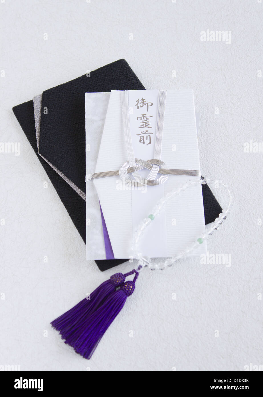 Crape wrapper and a condolence-money envelope (Mourning image Stock ...